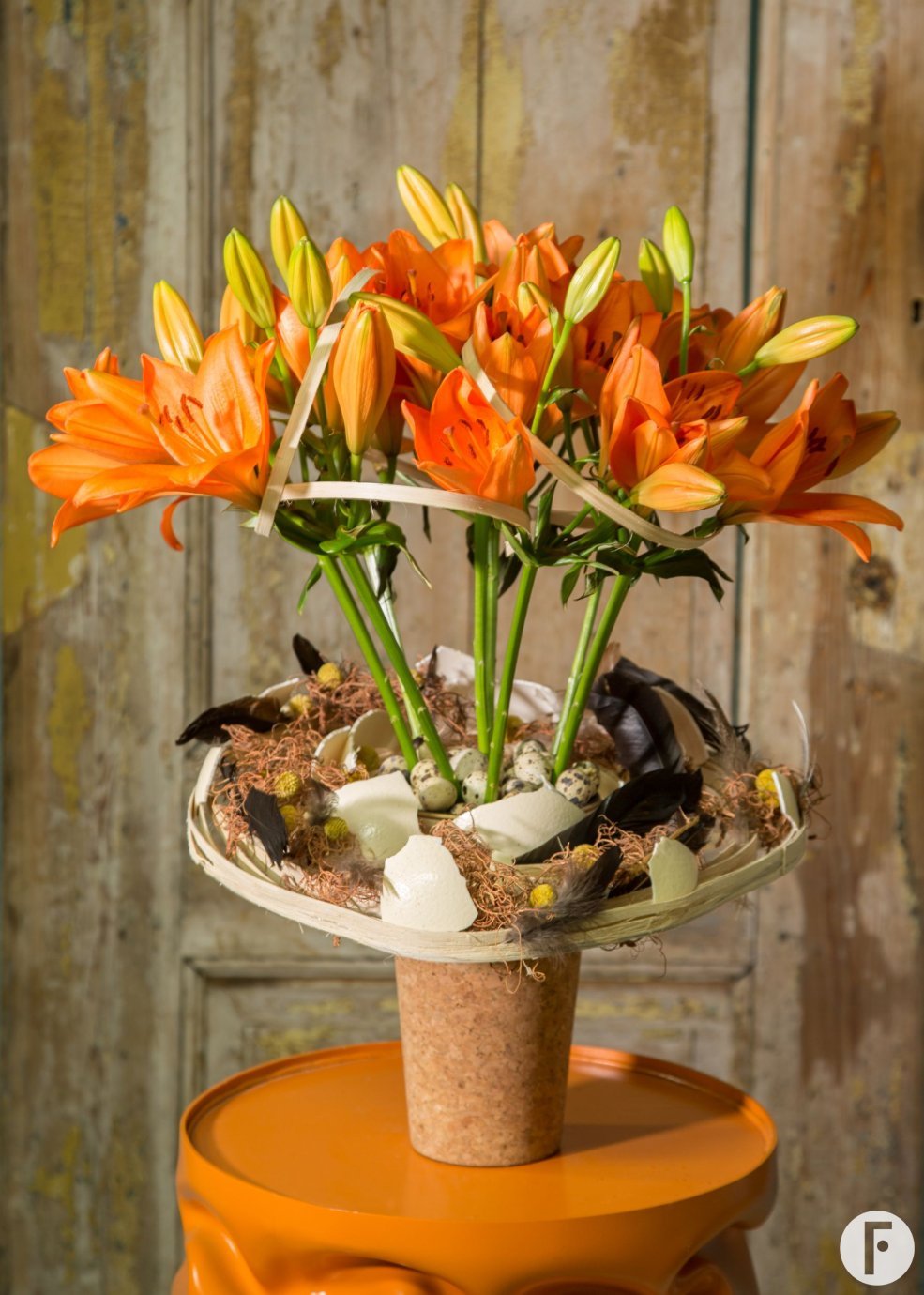 Orange Easter arrangement with Sunderland lilies | Flower Factor